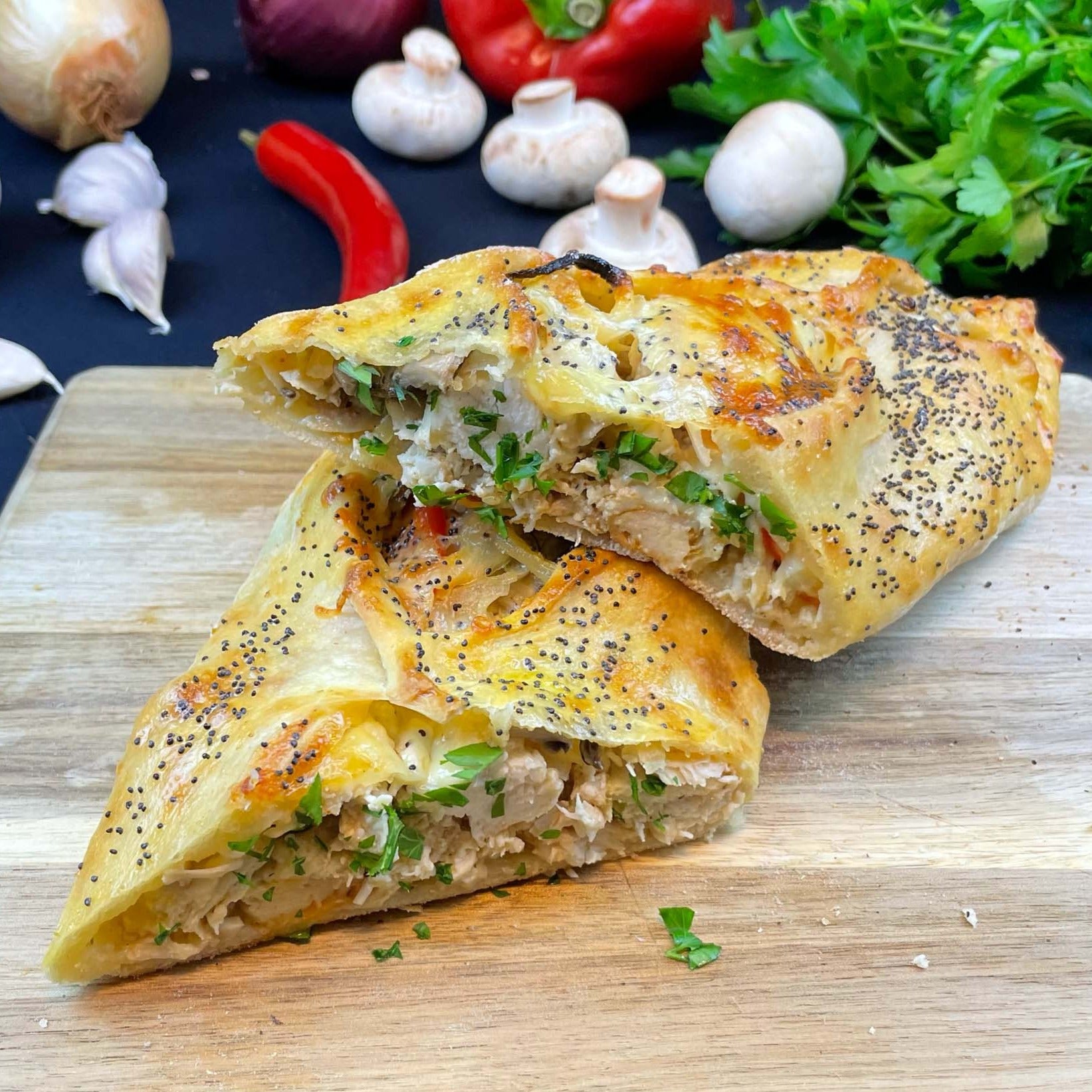 Chicken Turkish Pide (bake at home) 600 gr (3 serves) - Oscars Bakery Cafe